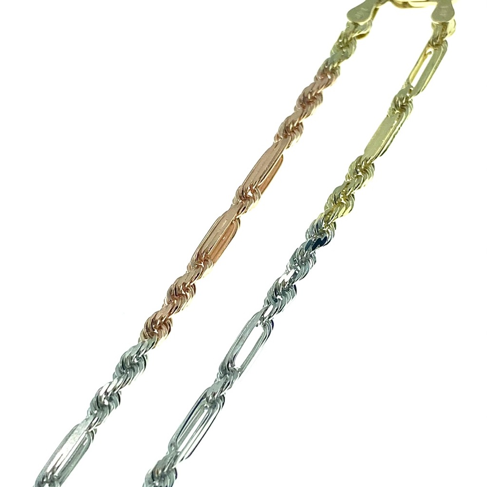 14k Gold 3mm 20” Figaro Rope Chain Solid - Gem